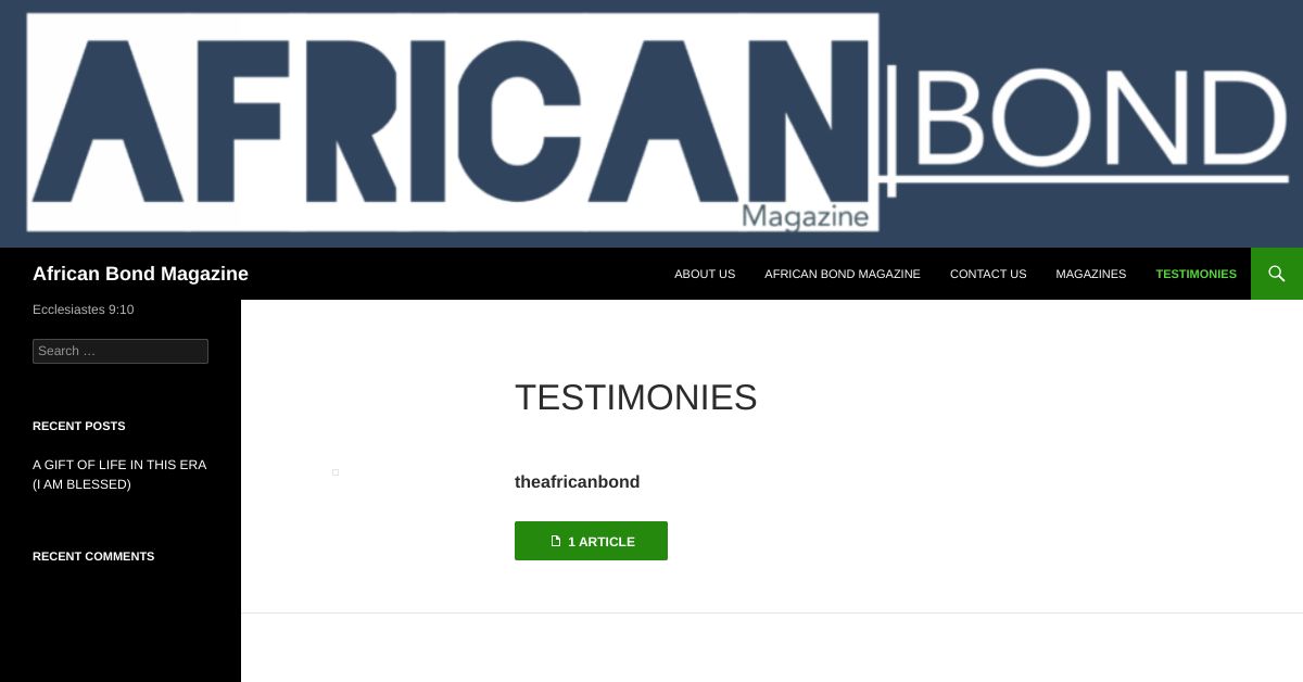 Testimonies | African Bond Magazine